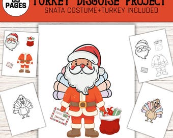 Disguise A Turkey Santa Claus Costume Printable, Thanksgiving School ...