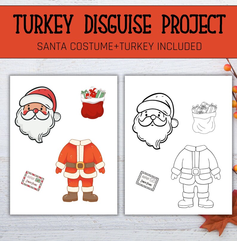 Santa Turkey Disguise Craft, Thanksgiving Costume (printable) - Etsy