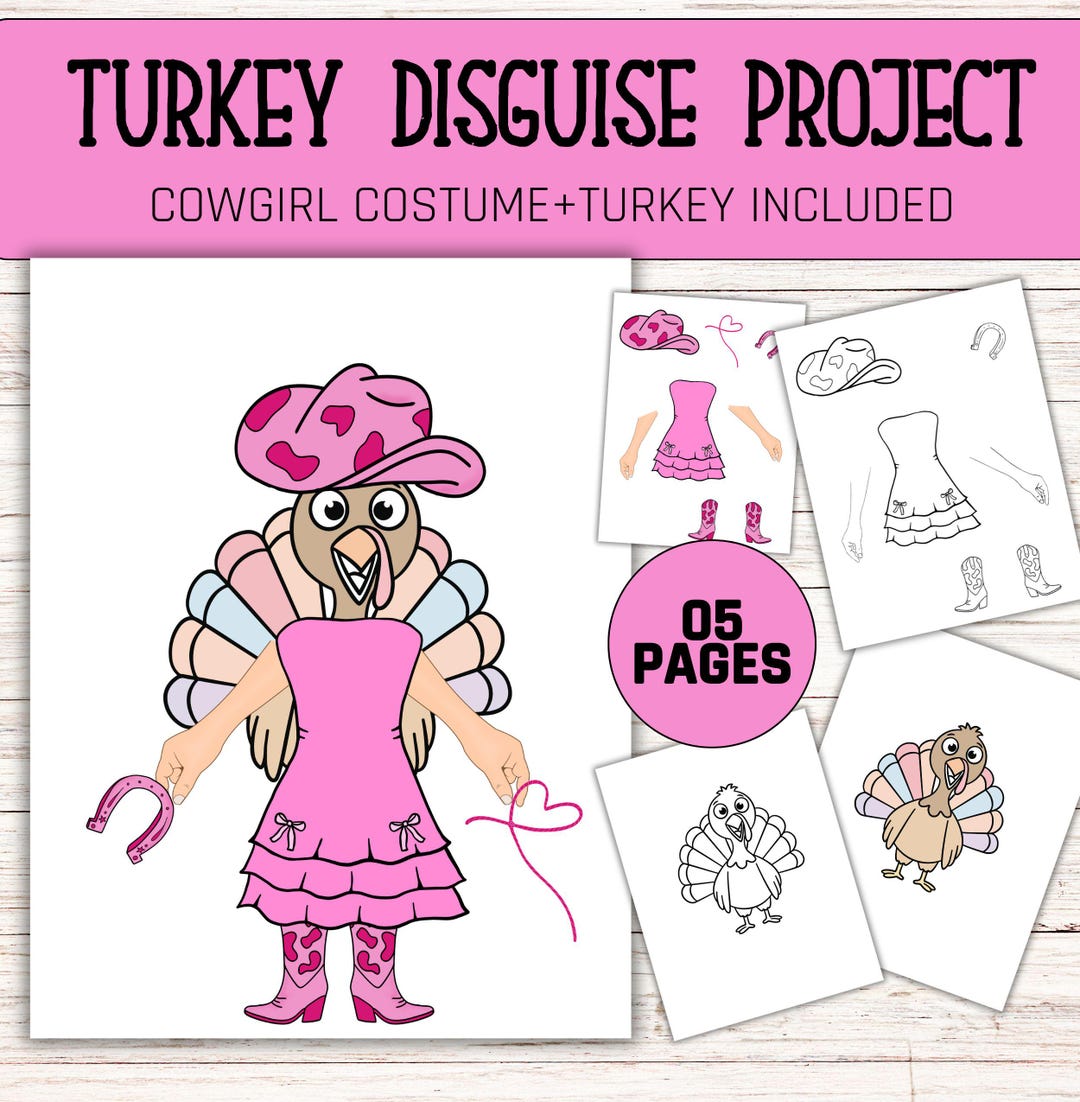 Pink Cowgirl Disguise a Turkey, Thanksgiving Disguise Craft, Disguise a ...