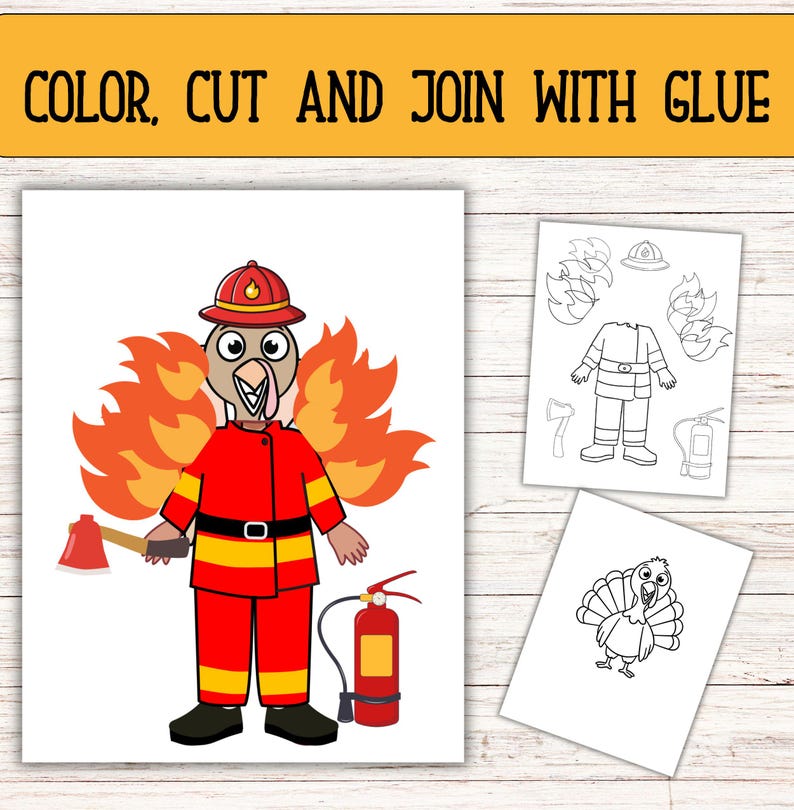 Disguise a Turkey- Firefighter Disguise, Thanksgiving Craft, School ...