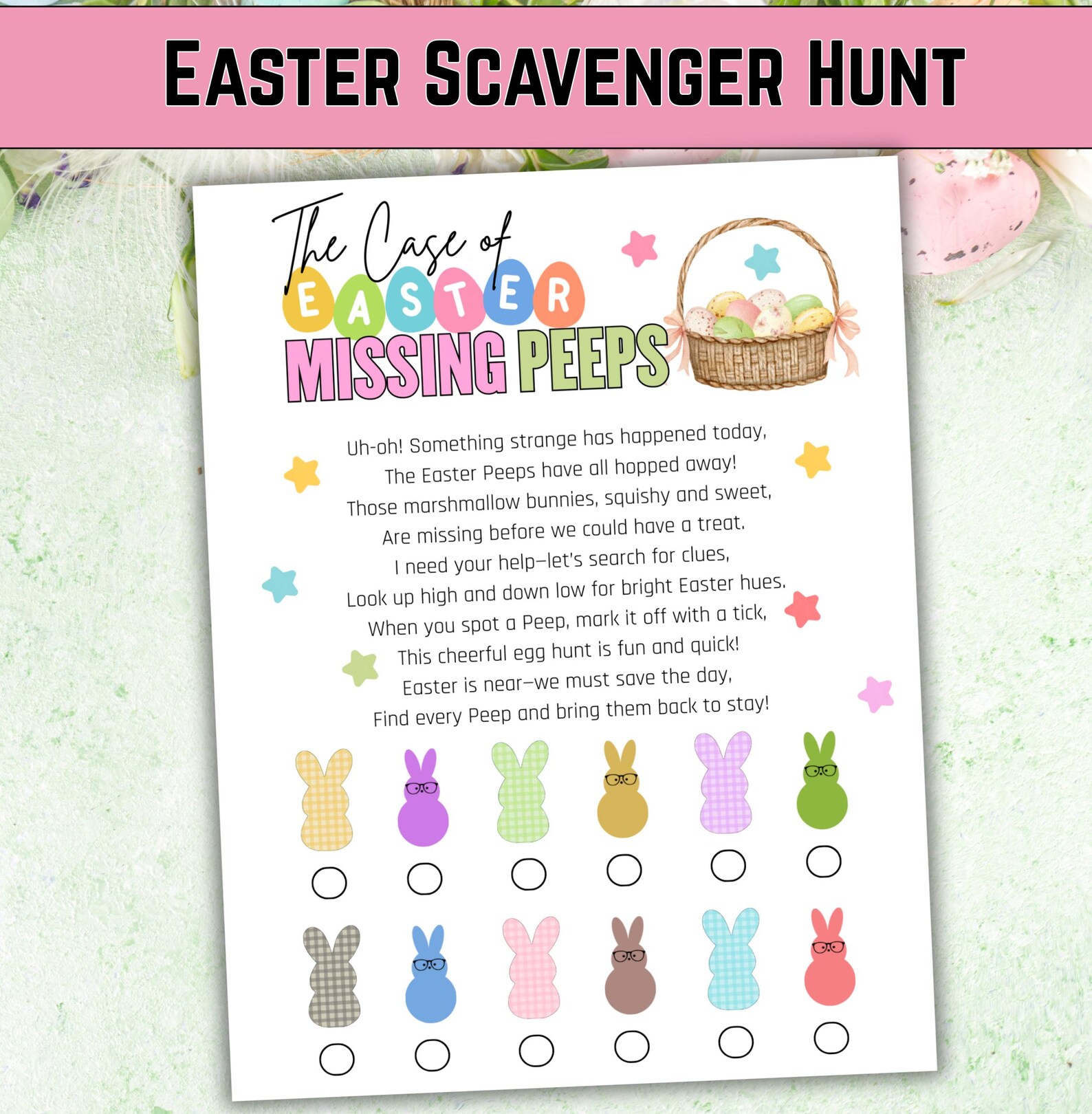 Peeps Easter Scavenger Hunt Game: Printable Case of Missing Peep Kids ...