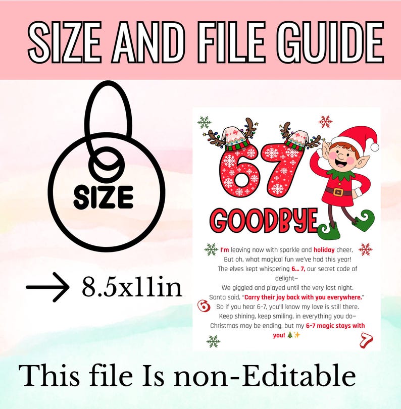 Funny 67 Elf Arrival and Goodbye Letter (printable Digital) - Etsy