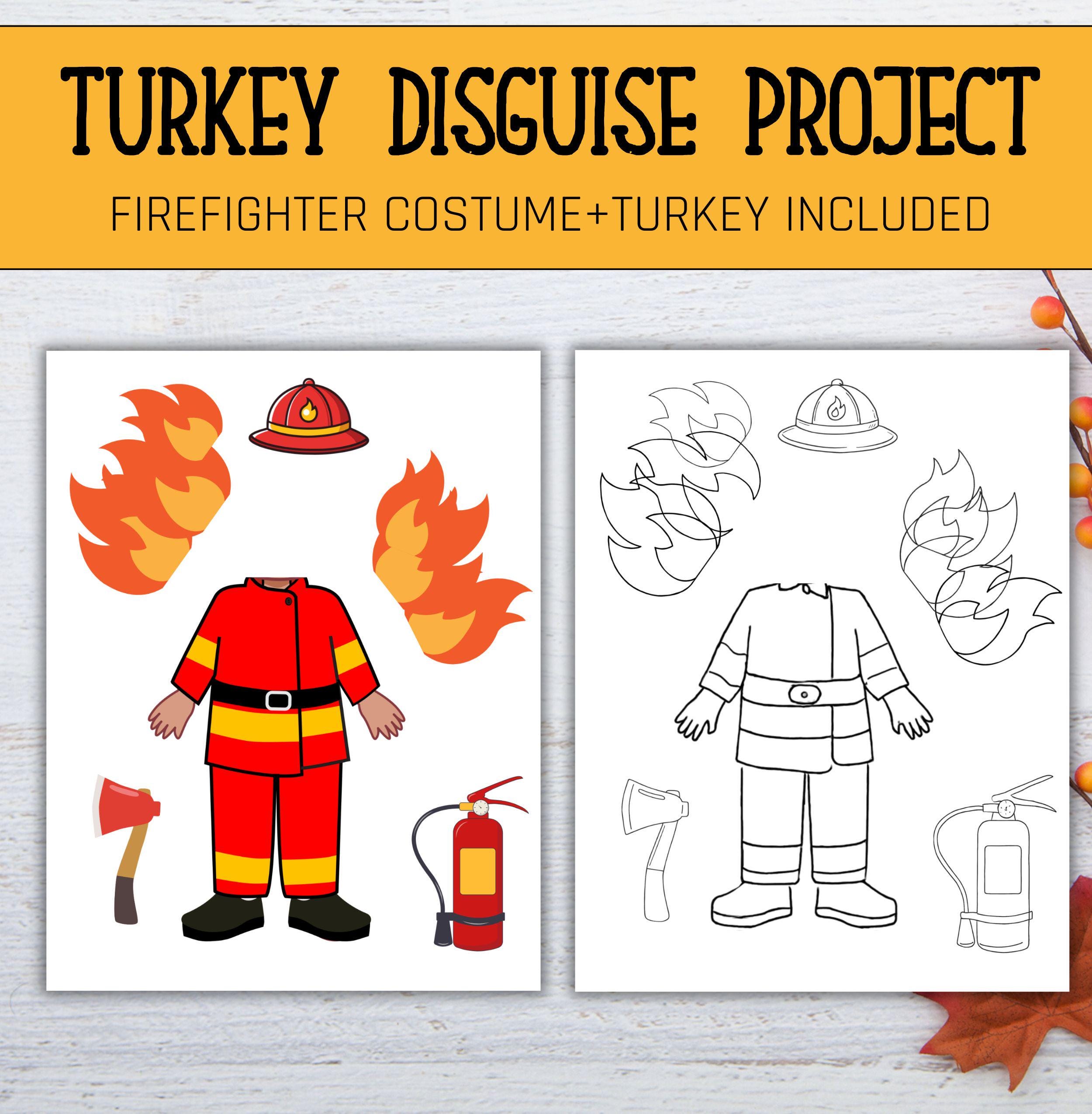 Disguise a Turkey- Firefighter Disguise, Thanksgiving Craft, School ...
