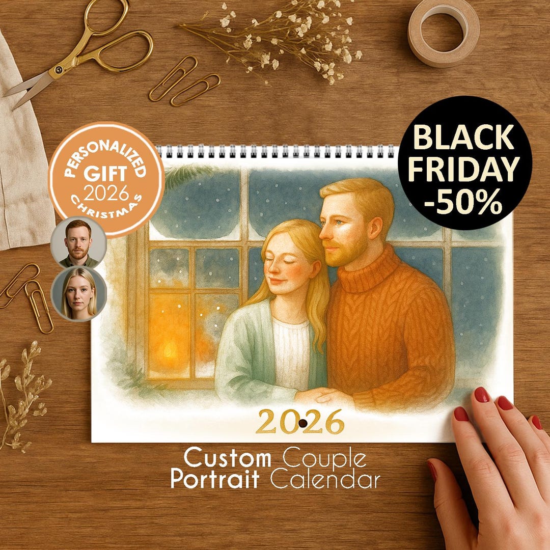 Personalized Couple Calendar 2026 – Custom Portrait From Photos Gift - Etsy