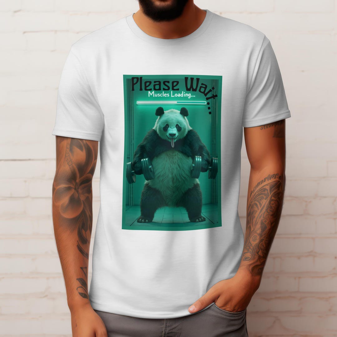 Muscles Loading Panda • Funny Gym Workout PNG • Fitness Motivation Art ...