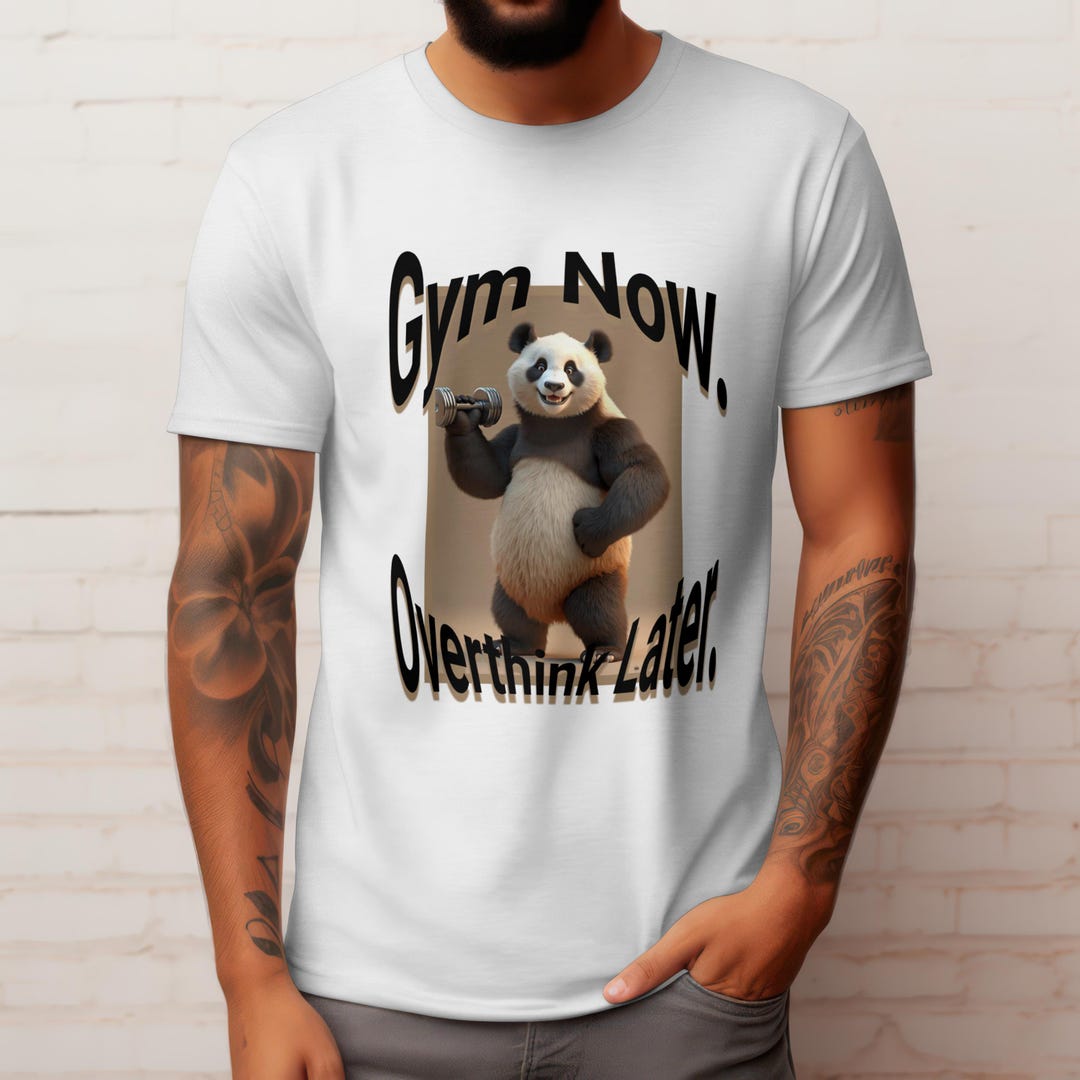 Gym Now Overthink Later Panda – Funny Gym PNG | Workout Fitness Quote ...