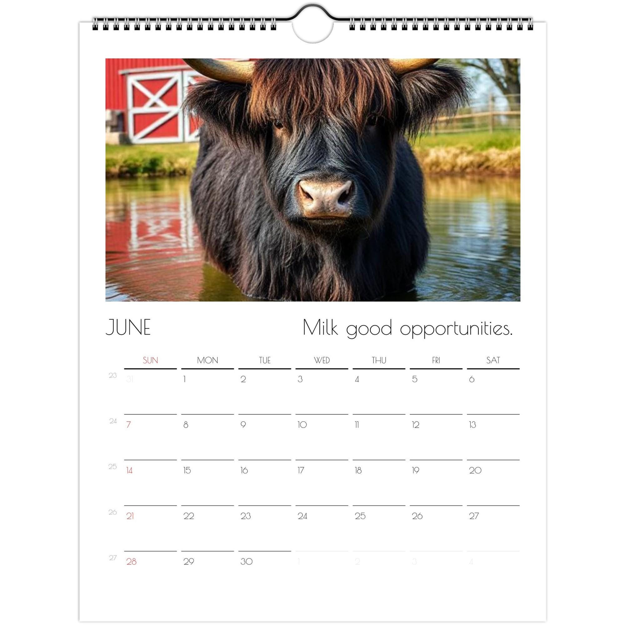 Highland Cow Wall Calendar - Whimsical Farmhouse Gift - Etsy