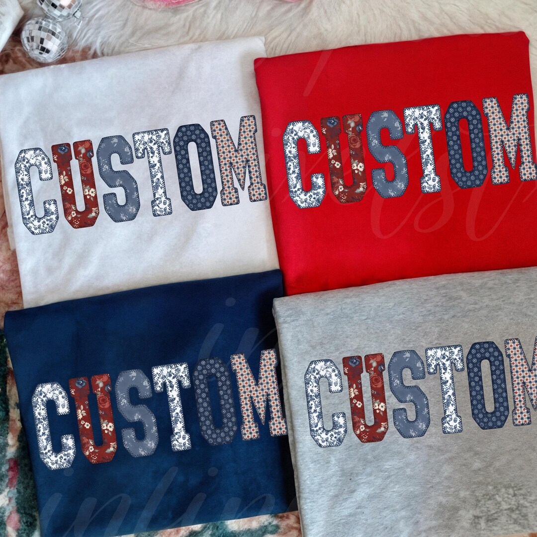 Custom Patchwork Name PNG, Patriotic Sublimation Design, Red White Blue ...