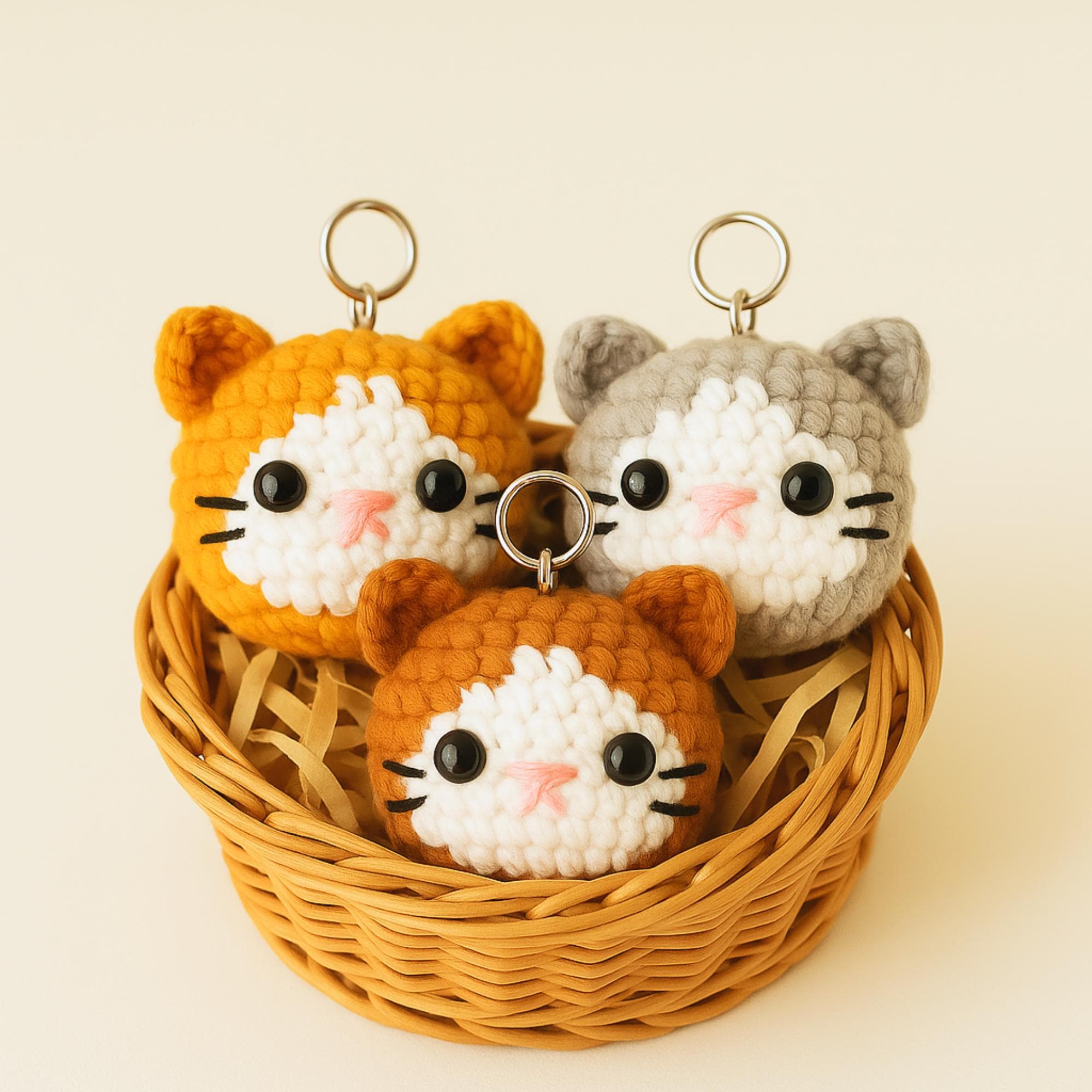 Crochet Cat Keychain Pattern | Mini Amigurumi Bag Charm & Car Hanger ...