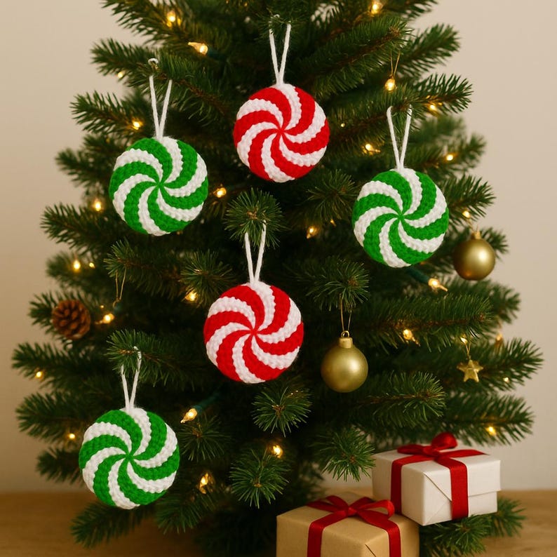 Mini Peppermint Candy Crochet Pattern | Christmas Ornament PDF | Easy ...