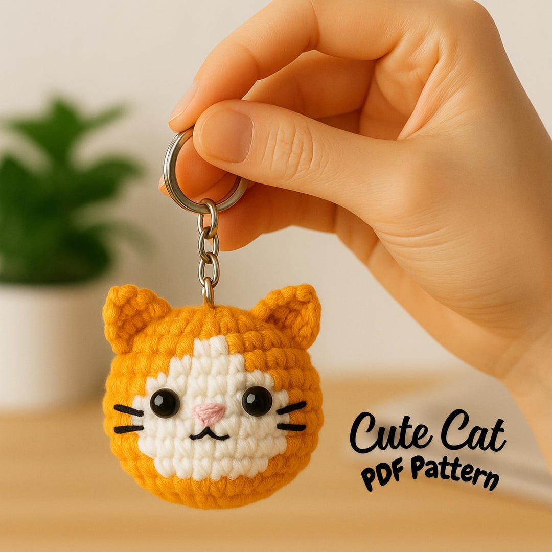 Crochet Cat Keychain Pattern | Mini Amigurumi Bag Charm & Car Hanger ...
