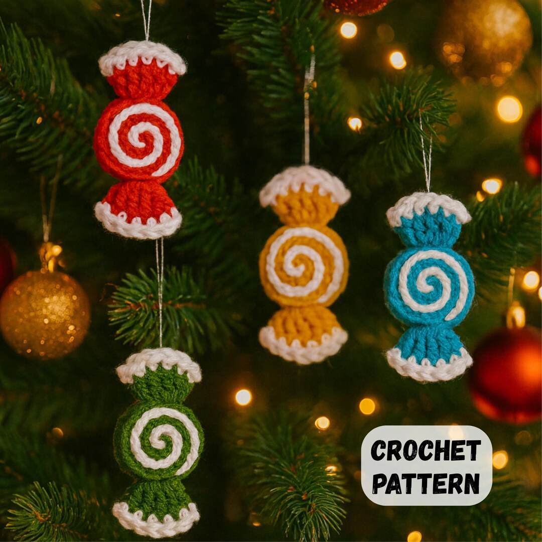 Christmas Ornament Crochet Pattern | Mini Candy Bag Charm & Car Hanger ...