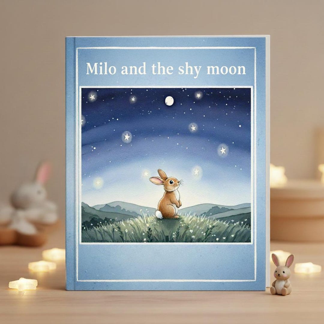 Watercolor Kids Storybook | Milo and the Shy Moon (digital Download) - Etsy