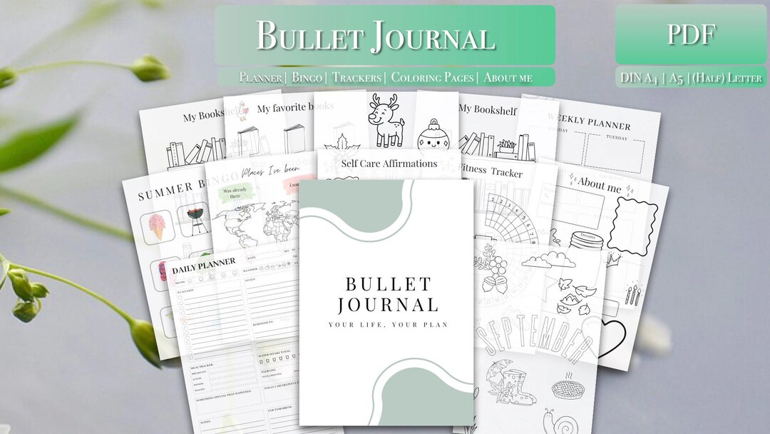 Undated Bullet Journal | Different Sizes | 180+ Printable Pages - Etsy