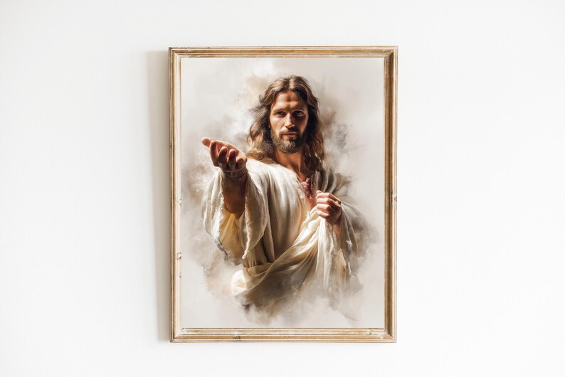 Jesus Christ Extending His Hand Forward | Modern Catholic Art Poster ...