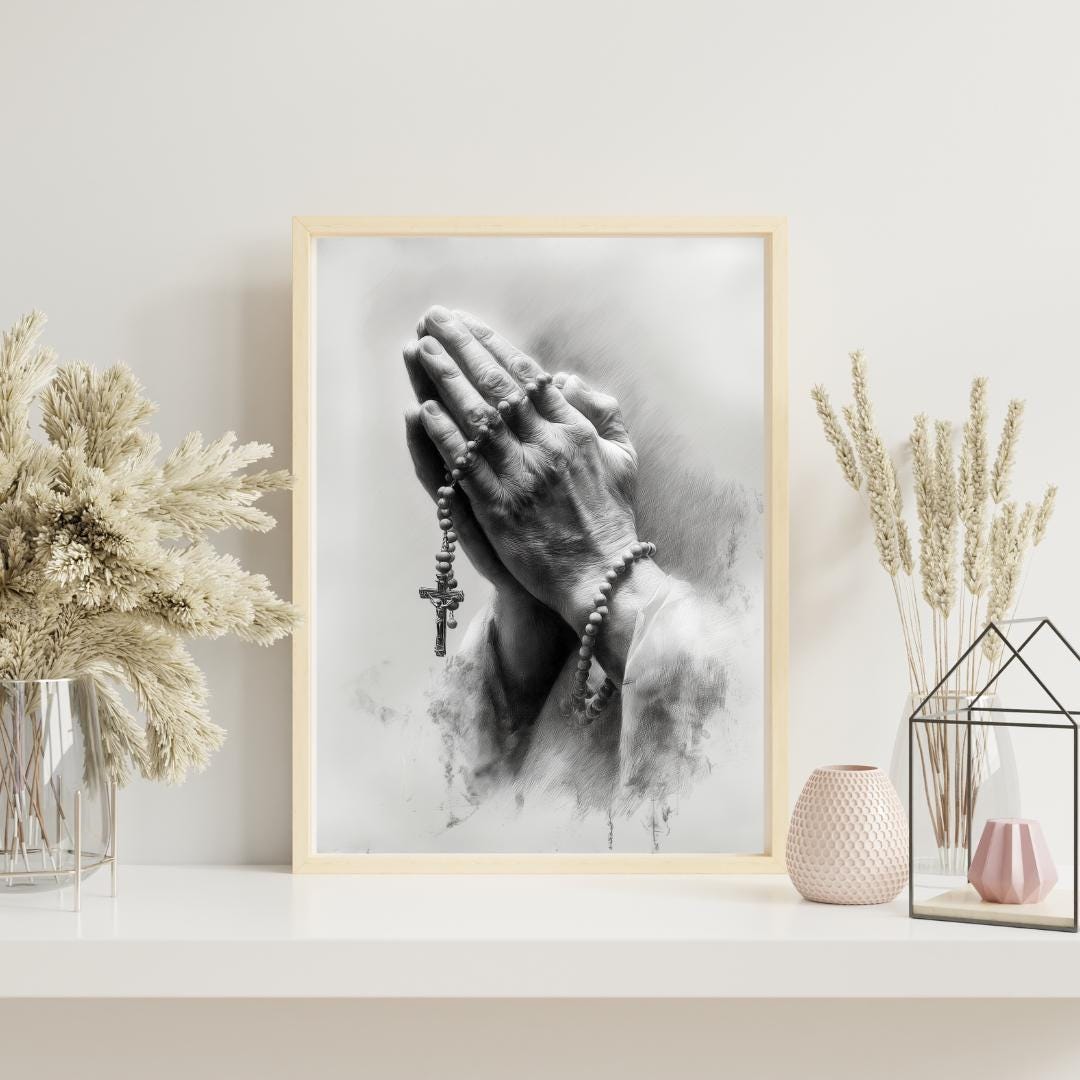 Watch and Pray – Praying Hands With Rosary | Christian Wall Art ...