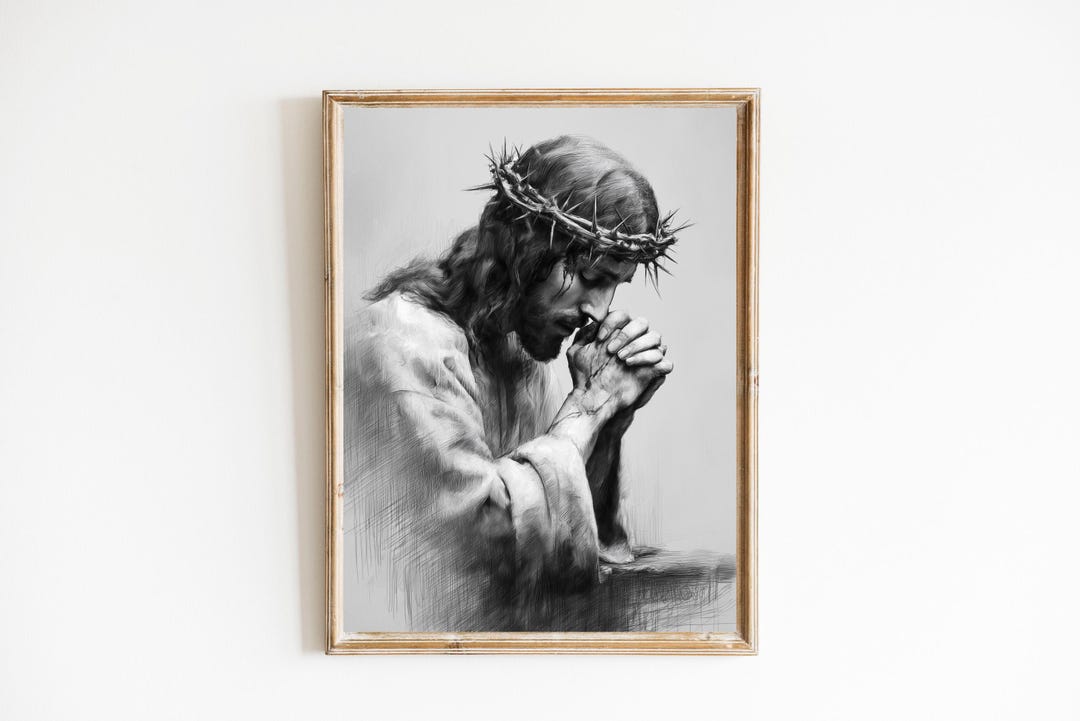 Jesus Christ Praying | Modern Christian Poster | Religious Wall Decor ...
