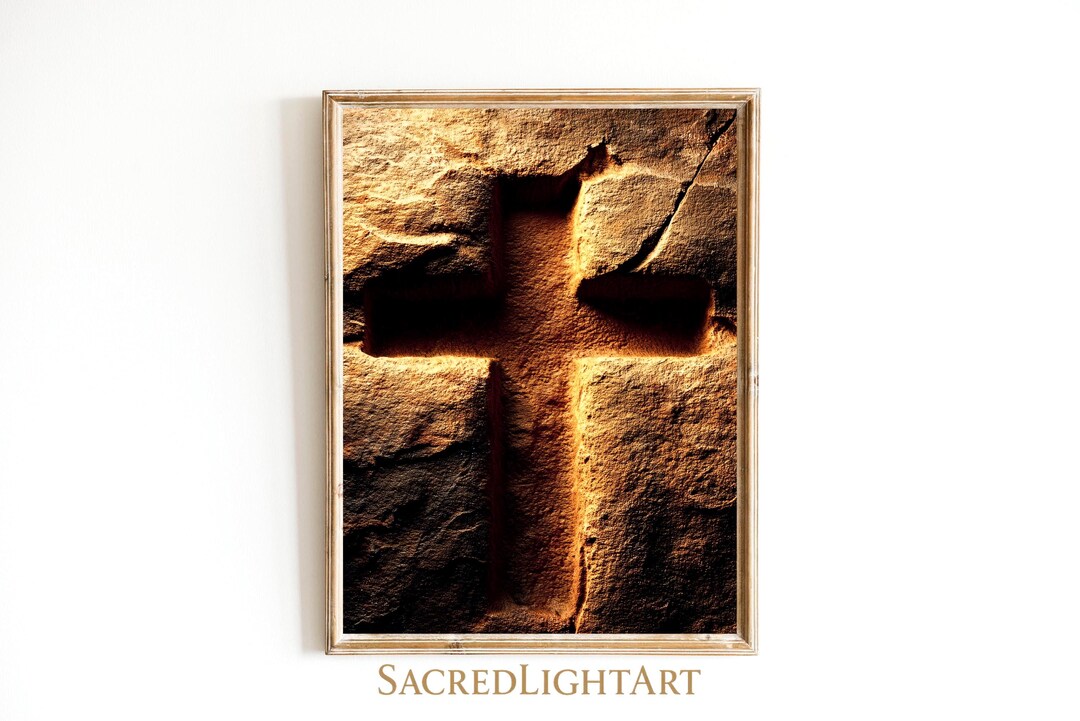 Eternal Mark – Sacred Cross in Stone | Modern Christian Wall Art ...