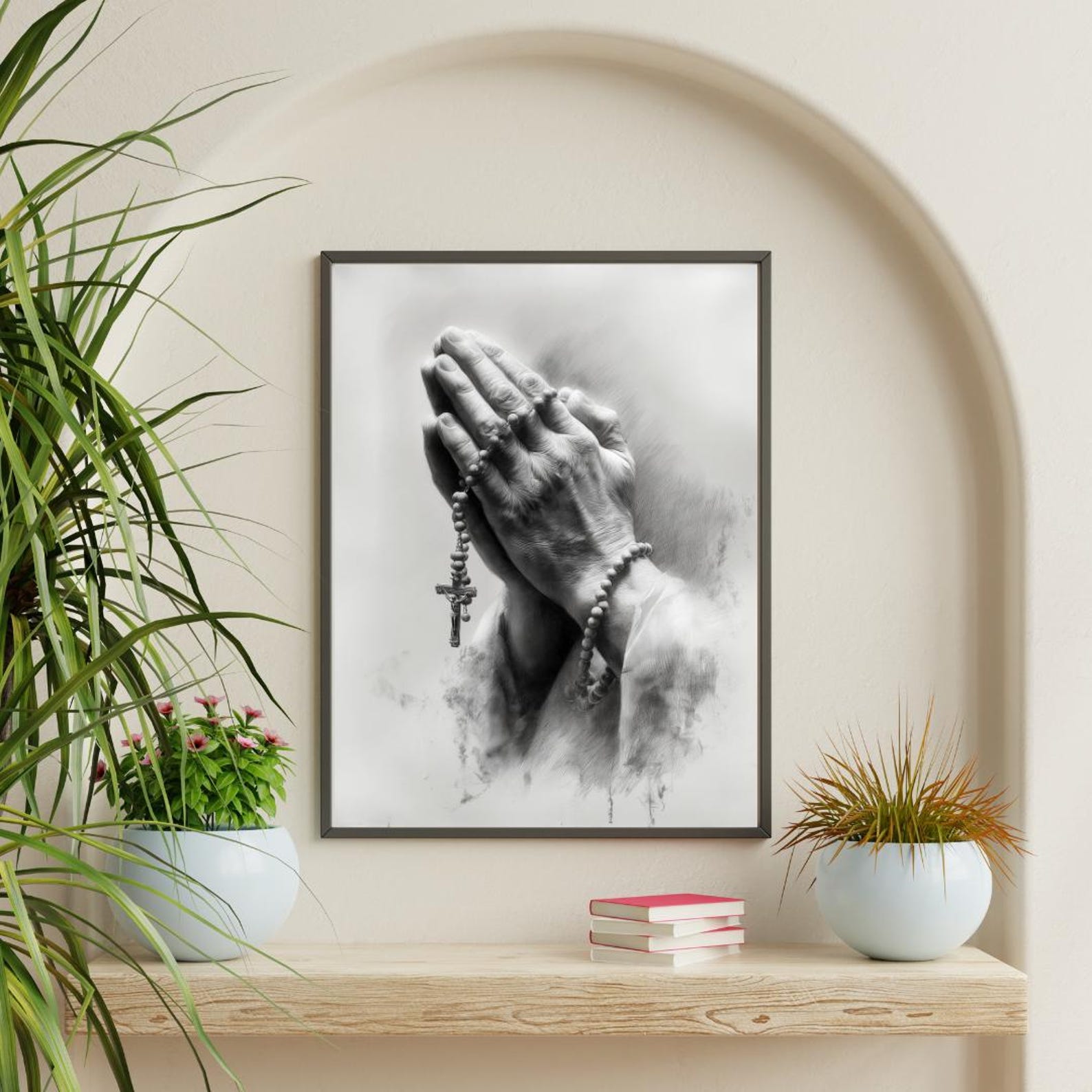 Watch and Pray – Praying Hands With Rosary | Christian Wall Art ...