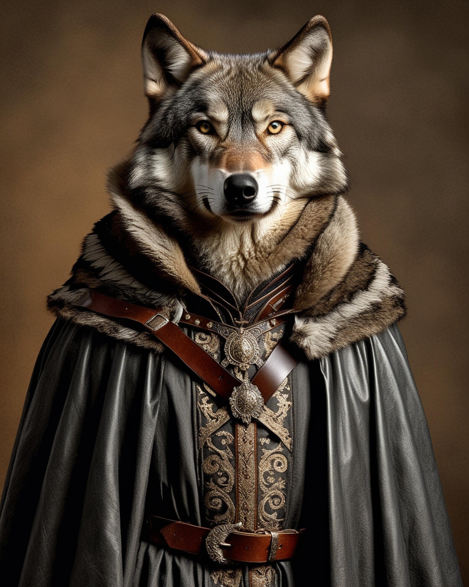 Anthropomorphic Wolf in Medieval Cloak Portrait 1 - Etsy