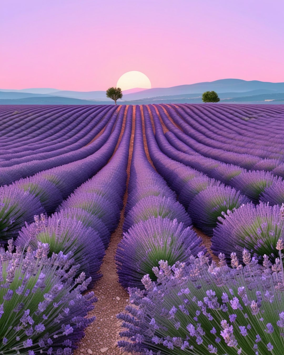 Lavender Fields at Dusk Provence Style Flat Art - Etsy