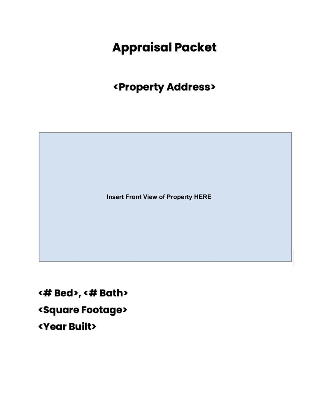Real Estate Appraisal Packet Template (provide This to Your Appraiser ...