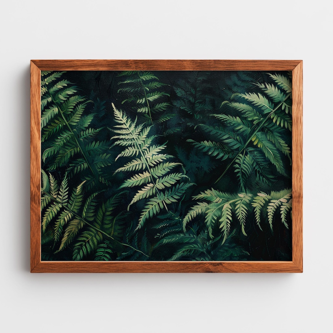 Floral Fern Print Greenery Poster Printable Fern Moody Botanical Wall ...