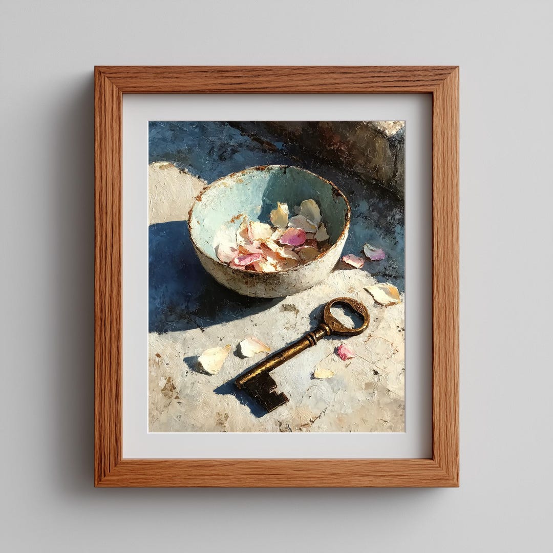 Vintage Key Art Flower Bowl Print Antique Keys Artwork Digital Download ...