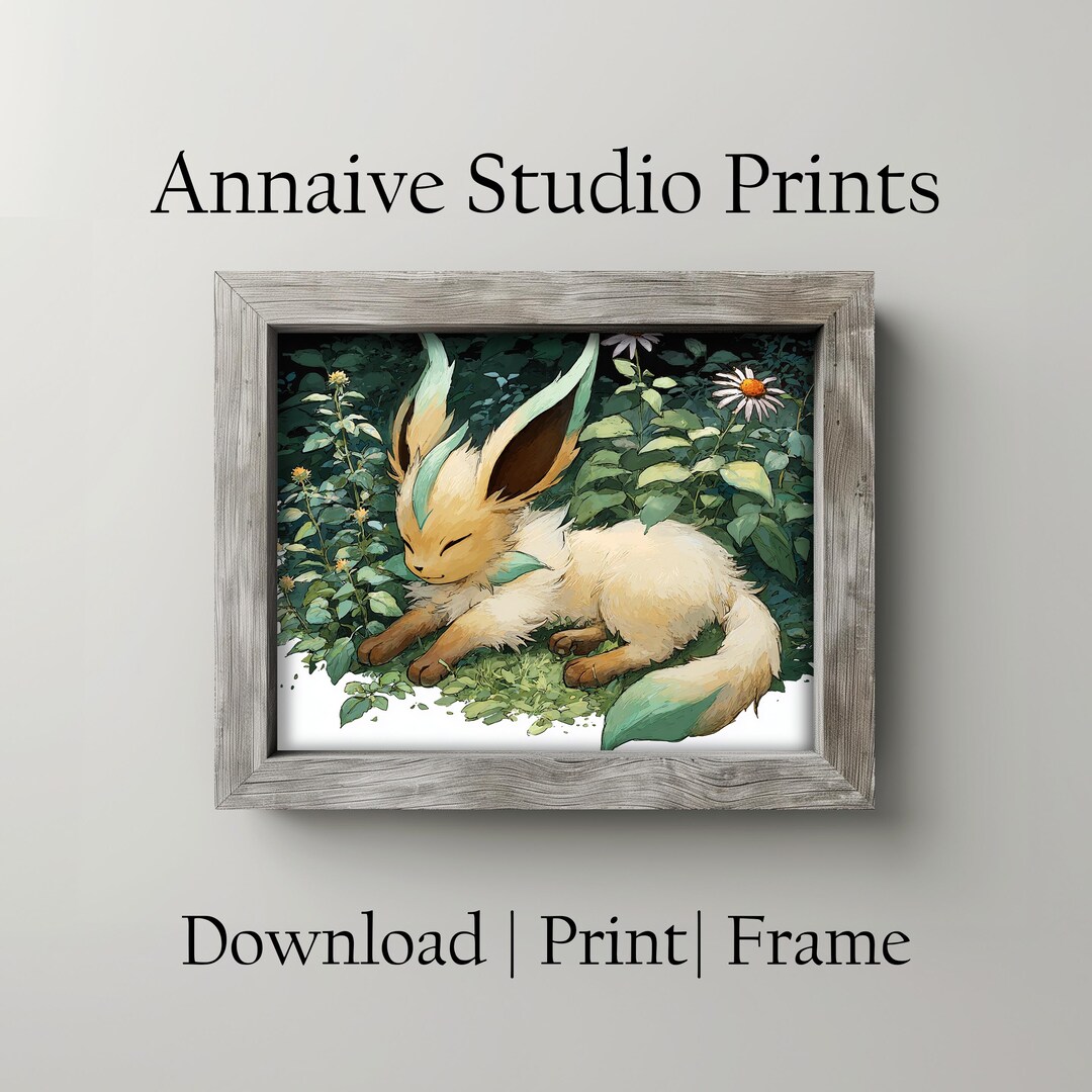 Cute Cottagecore Leafeon Printable Anime Wall Art Pokémon Decor Fan ...