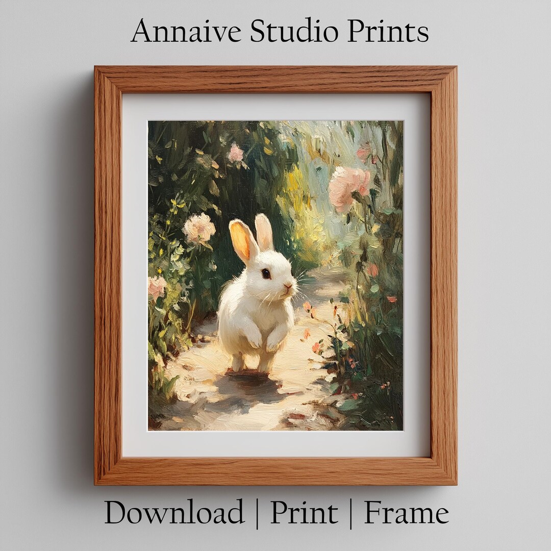 Bunny in Wildflowers Printable – Cottagecore Rabbit Wall Art (digital ...