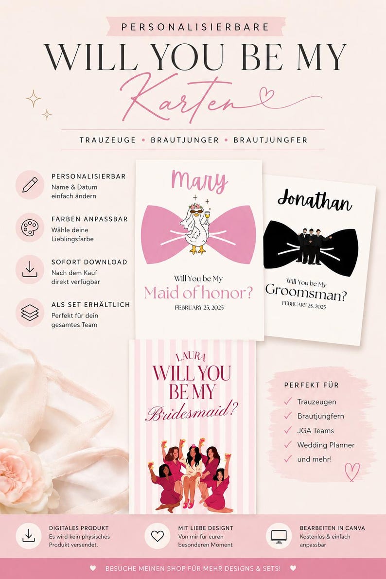 Personalized Digital Wedding Invitations | Best Man, Bridesmaids ...