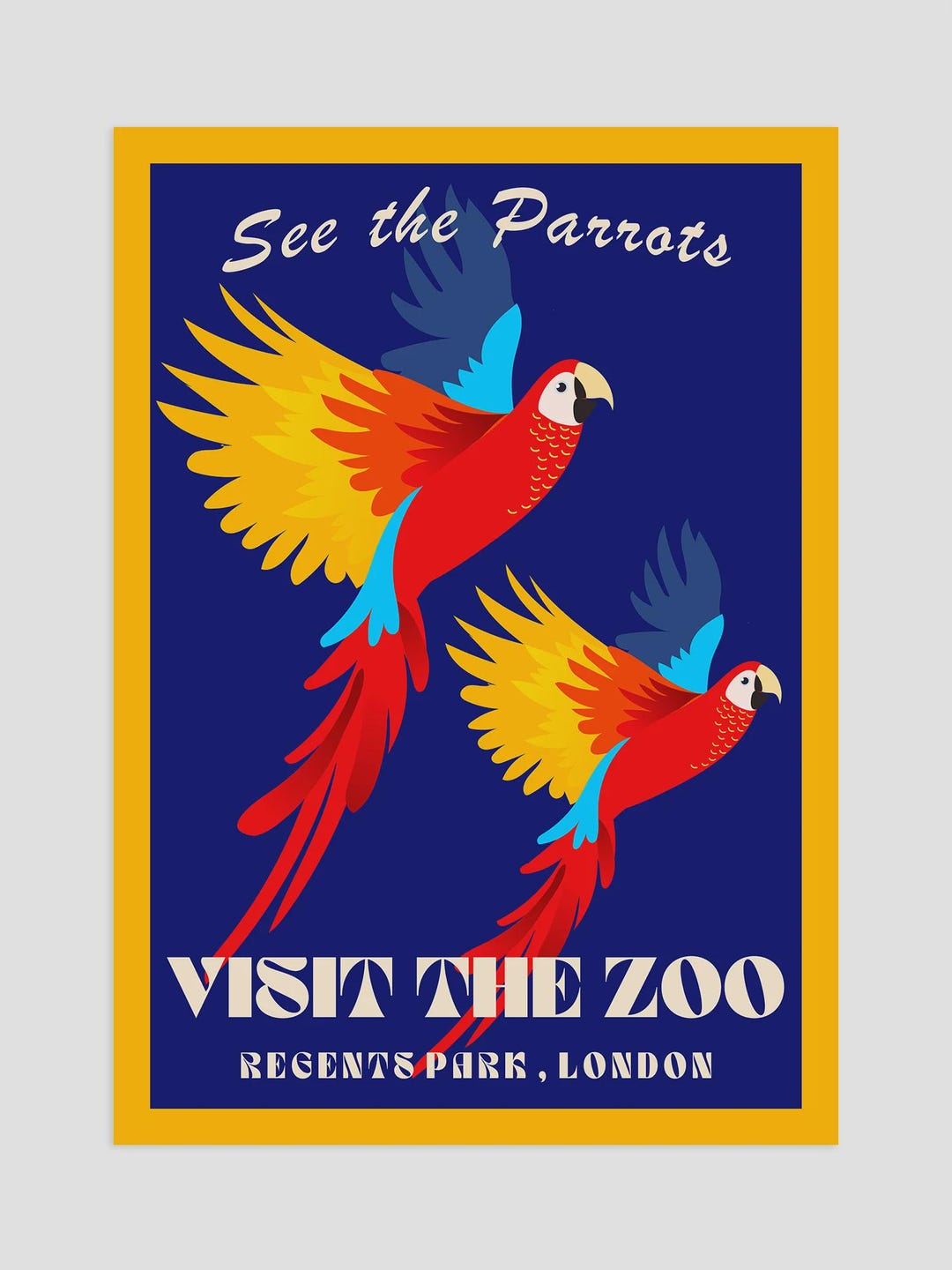 Visit the Zoo, Parrots Poster Home Decor Art Print Poster - Etsy