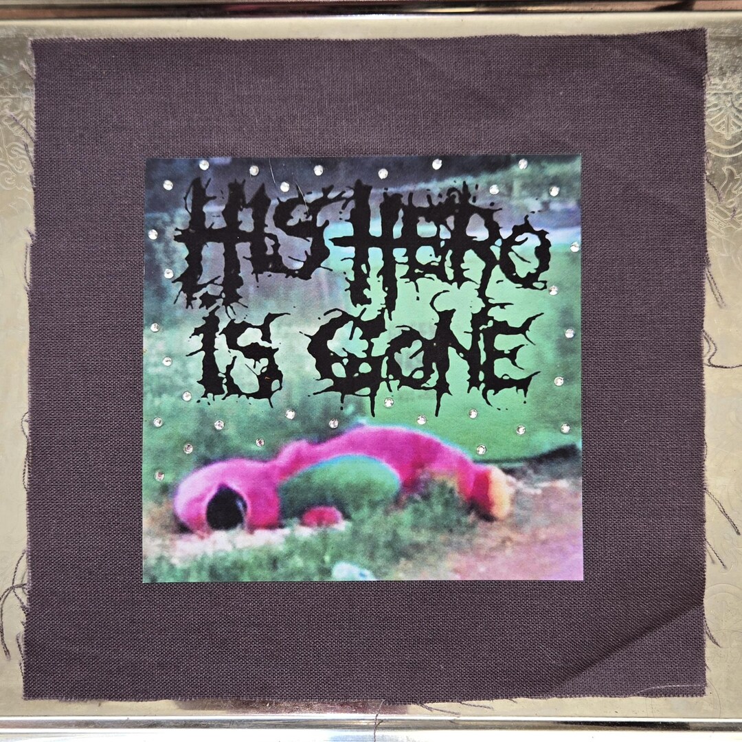 His Hero is Gone Band Barney Cross Patch Rhinestones Original Design ...