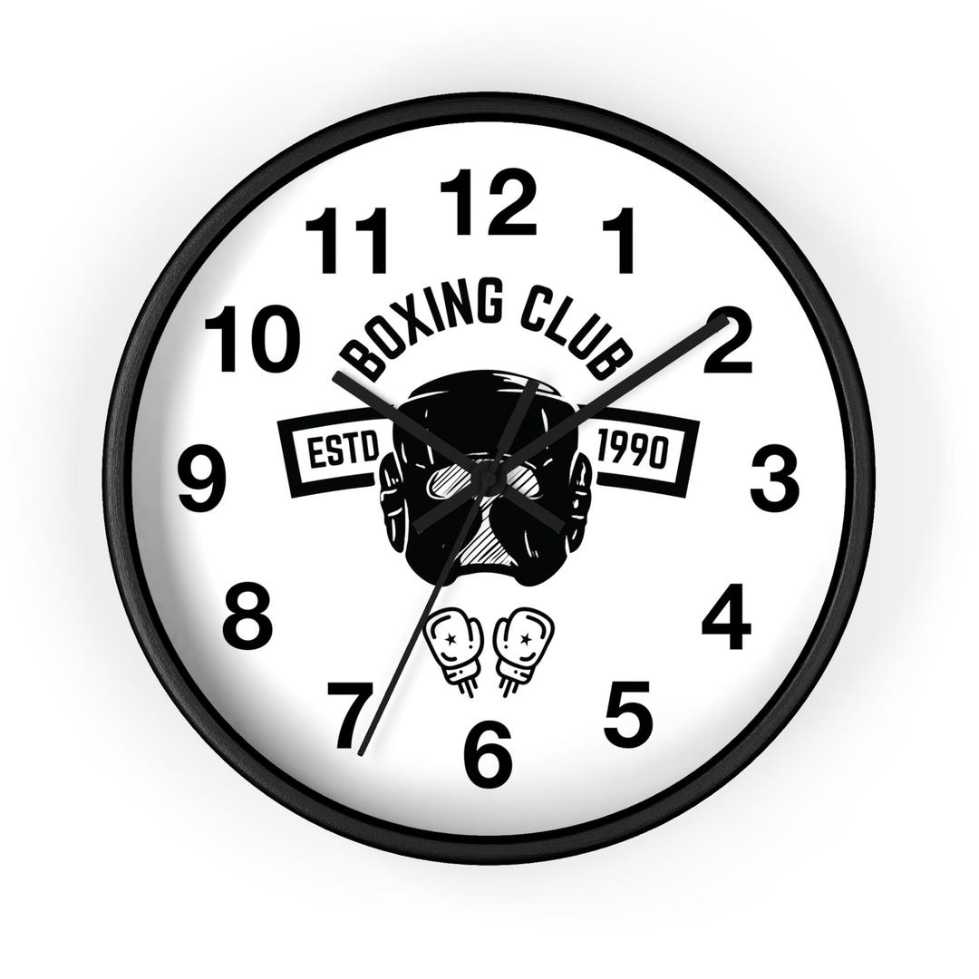 Boxing Club Helmet Logo Wall Clock | ESTD 1990, Vintage Boxing Design ...