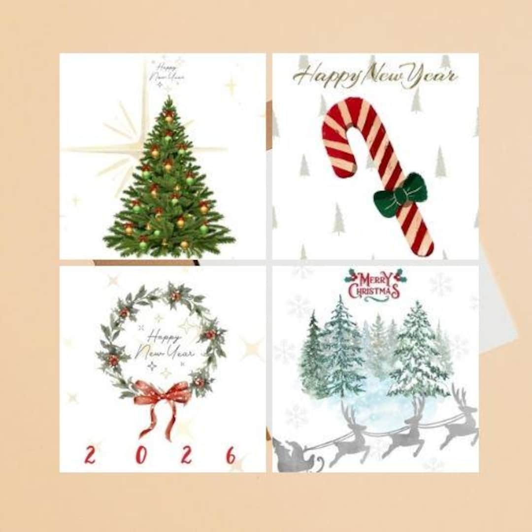 Printable Holiday Digital Cards Bundle - Etsy