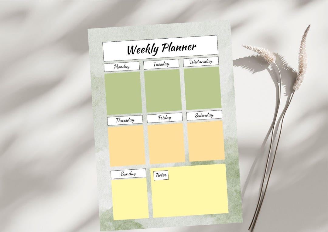 Weekly Planner Printable | Digital Weekly Schedule - Etsy