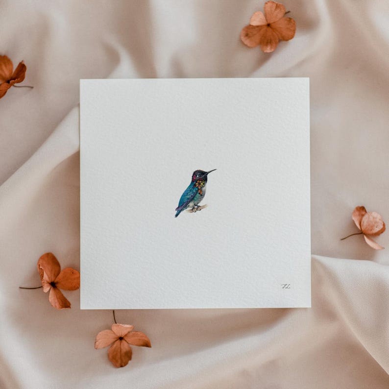Bee Hummingbird. Print From Original Watercolor Miniature Painting - Etsy