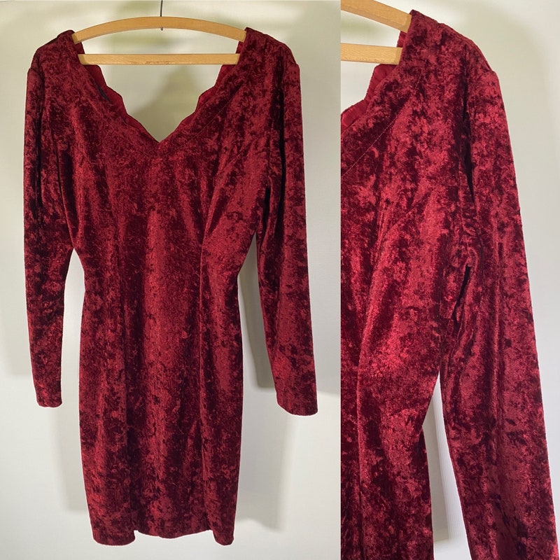 Burgundy Velvet Dress - Etsy