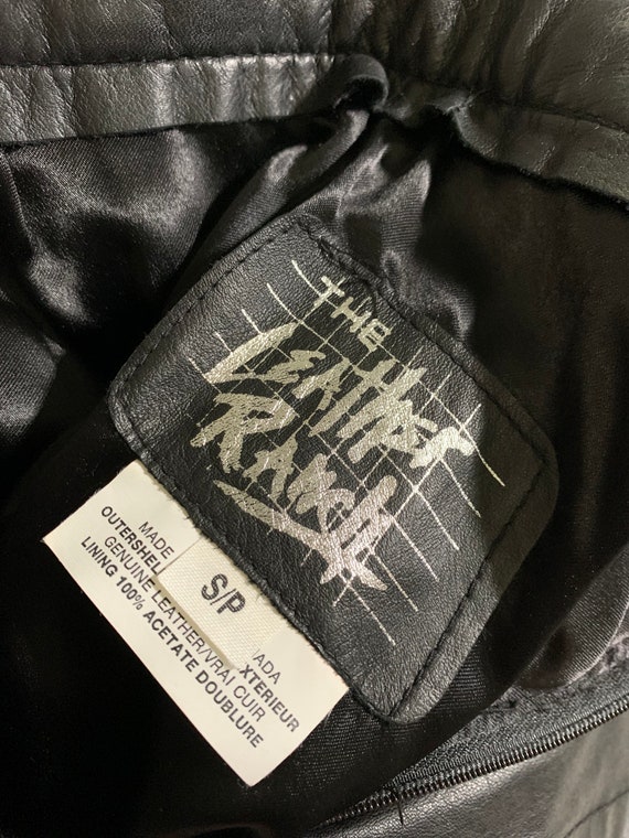 80s Vintage Leather Skirt Black Ruffle Layer Detail R… - Gem