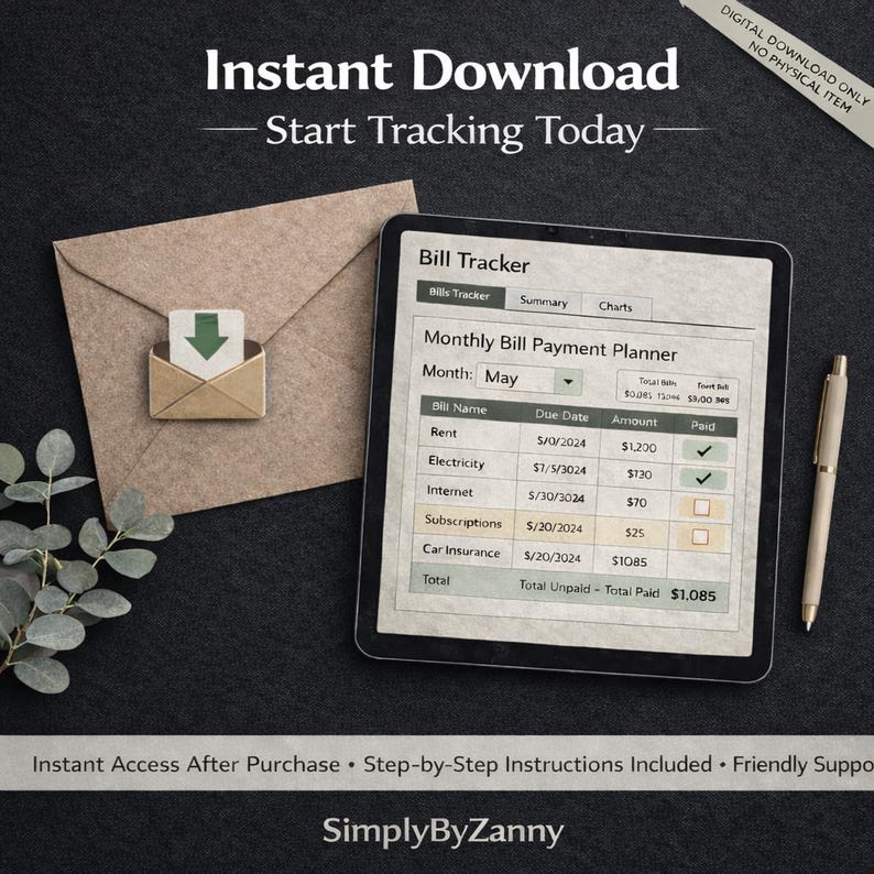 Excel Bill Payment Tracker Spreadsheet | Monthly Bill Management ...