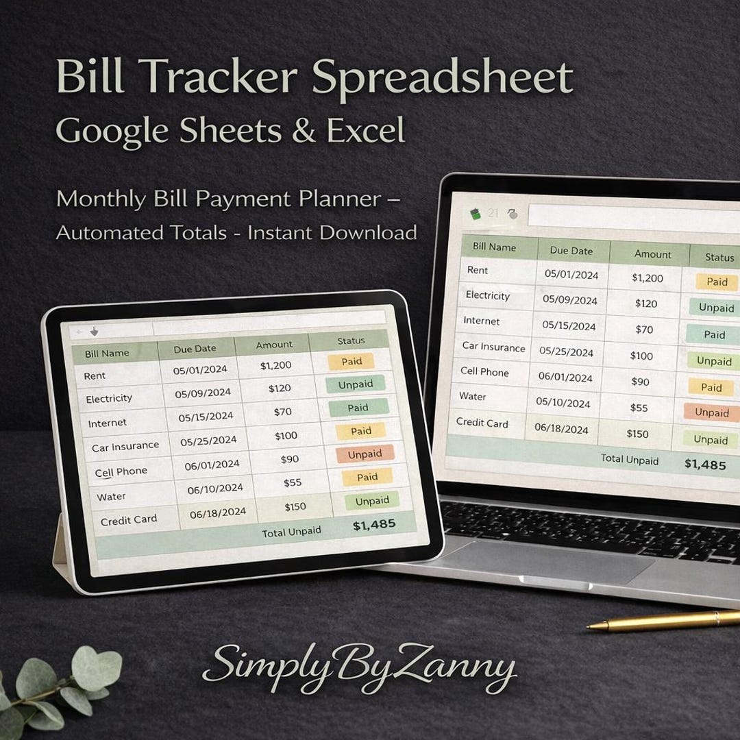 Excel Bill Payment Tracker Spreadsheet | Monthly Bill Management ...