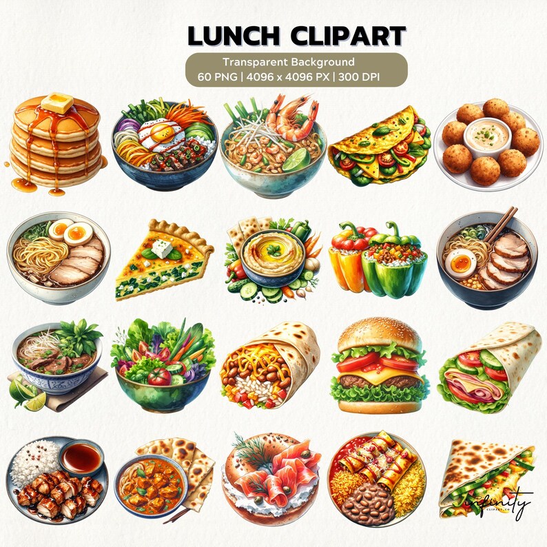 Comfort & Joy – Watercolor Clipart Set of Yummy Lunch Foods - Etsy España