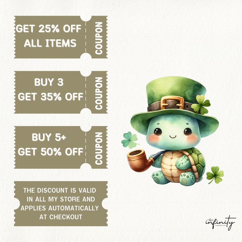 St. Patrick’s Day Turtle Clipart | 75 PNG Cute Watercolor Shamrock ...