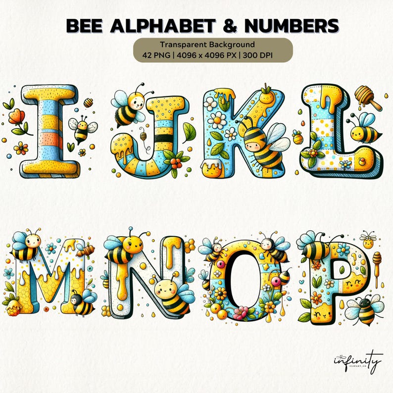 Joyful Bee Alphabet – Watercolor Clipart Set for Kids' Crafts - Etsy