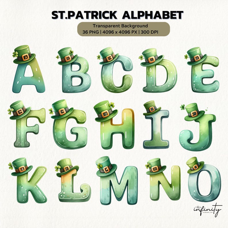 Leprechaun Alphabet Clipart – St. Patrick’s Day PNG Letters for Crafts ...