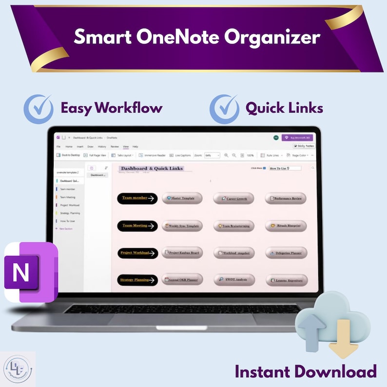 Onenote Team Management Hub | Professional Business Leader Dashboard ...