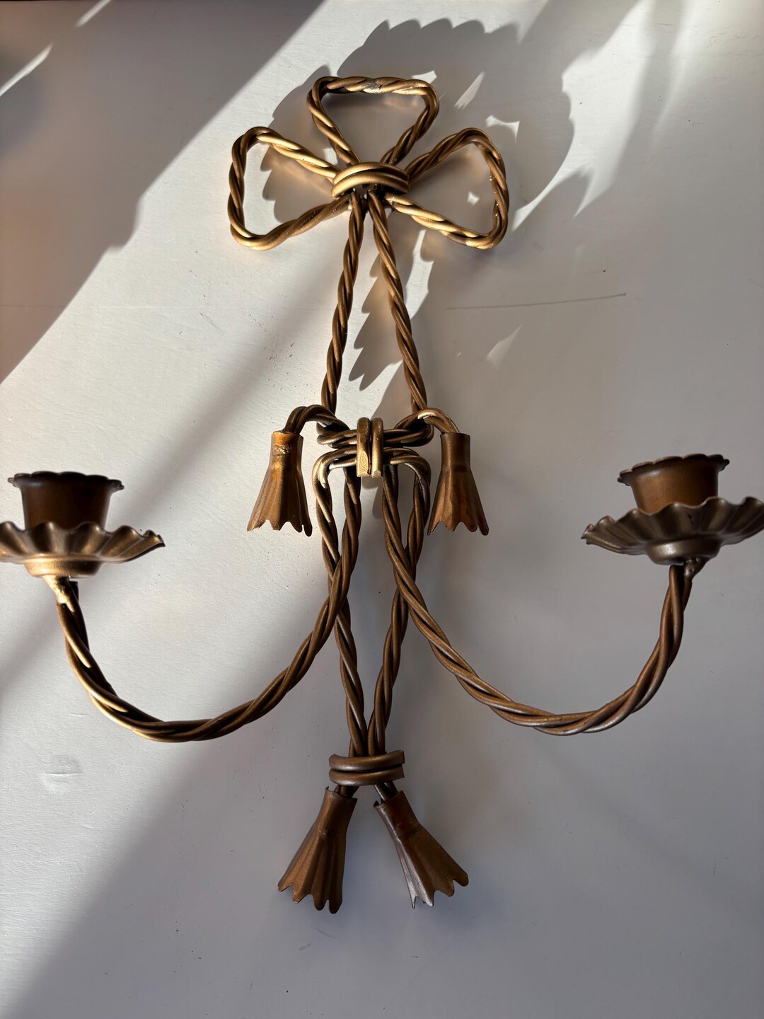 Vintage Twisted Metal Bow Wall Candle Holder. - Etsy