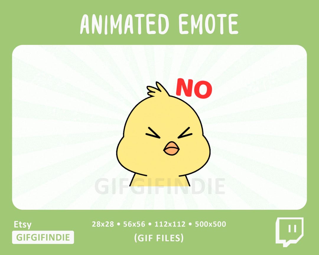 Cute Kawaii Head Shaking Animated Twitch Emote GIF | Funny No Chick ...