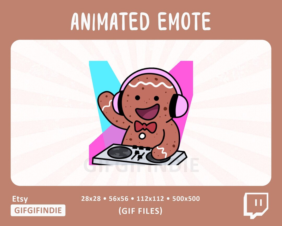 Animated DJ Gingerbread Emote GIF | Streamer Asset (digital Download ...