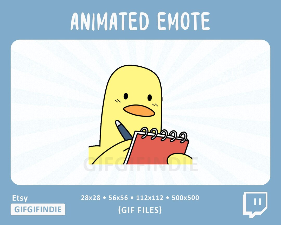 Animated Duck Emote | Writing GIF for Twitch, Discord (digital Download ...